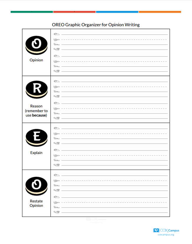 OREO Graphic Organizer For Opinion Writing Resource Library Cox Campus